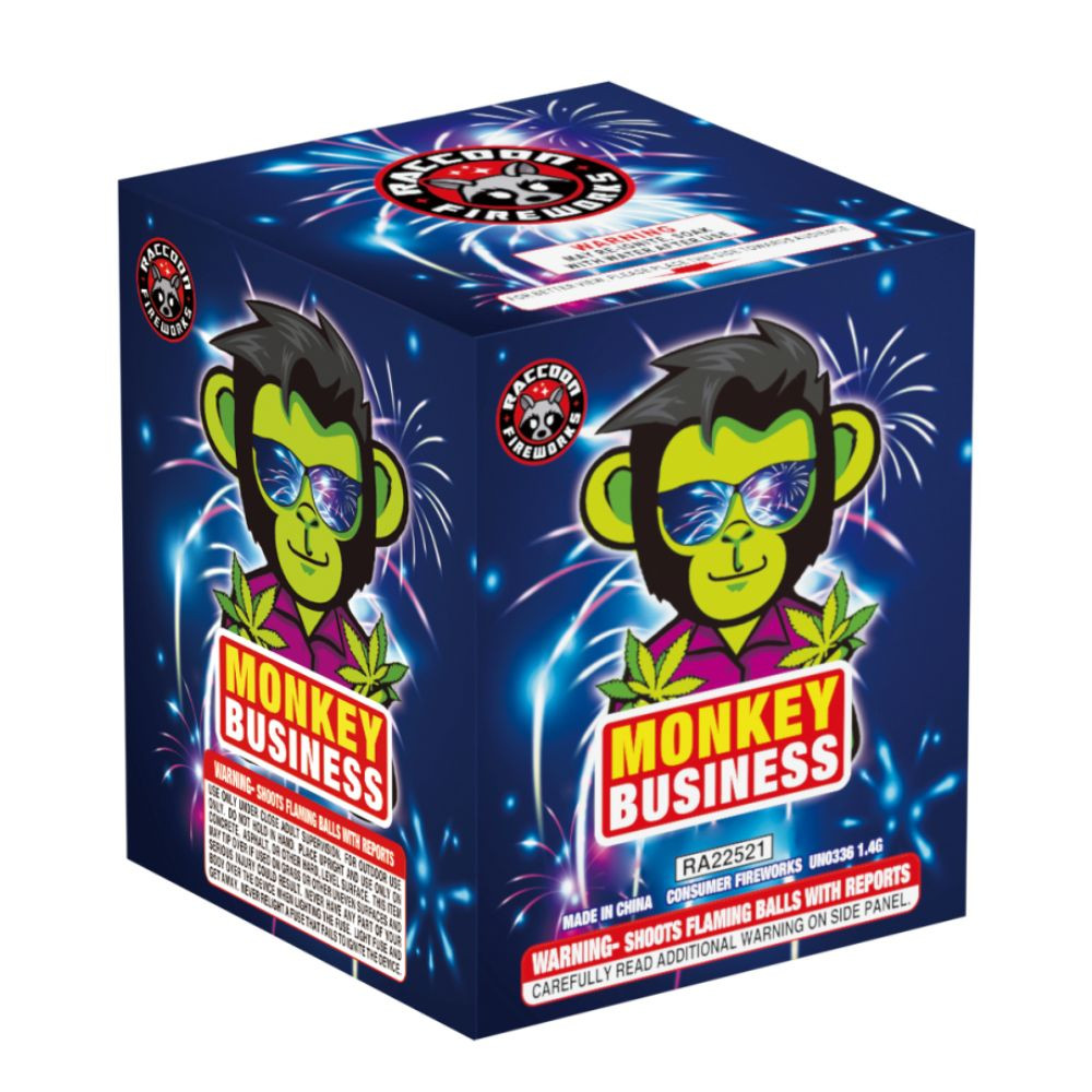 Monkey Business 24 shot 200 Gram Cake - Raccoon Brand Fireworks