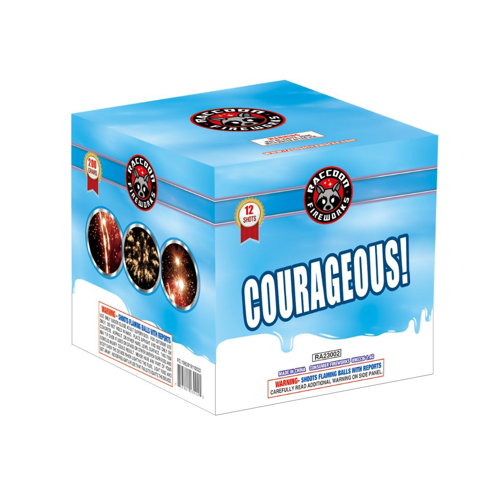 Courageous 12 shot 200 Gram Cake - Raccoon Brand Fireworks