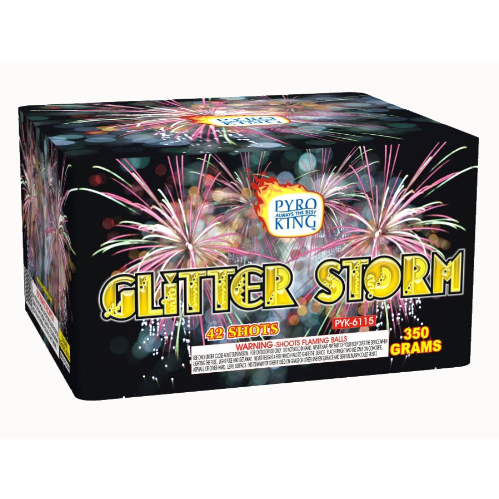 Glitter Storm 42 shot 500 Gram Cake - Pyro King Brand Fireworks