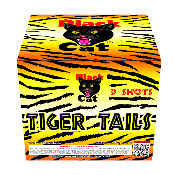 Tiger Tails 9 shot 200 Gram Cake - Black Cat Brand Fireworks