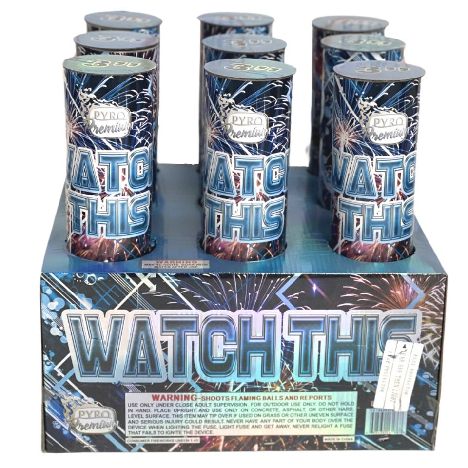 Watch This! 9 shot 500 Gram Cake - Pyro Premium Brand Fireworks