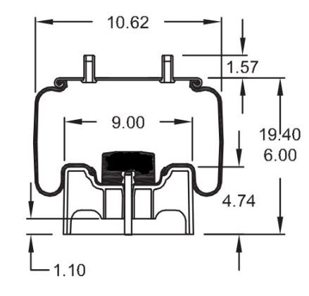TR8709 HENDRICKSON IH NEWAY AIR BAG AIR SPRING - Sadler Power Train Inc