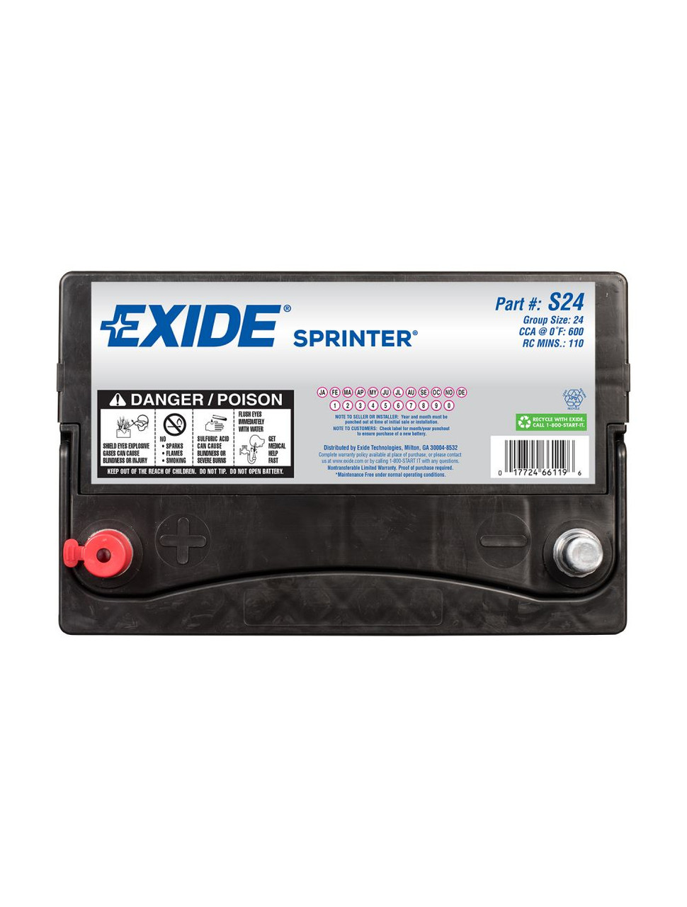 EXIDE S24-EX: 720 CCA Group 24 Battery