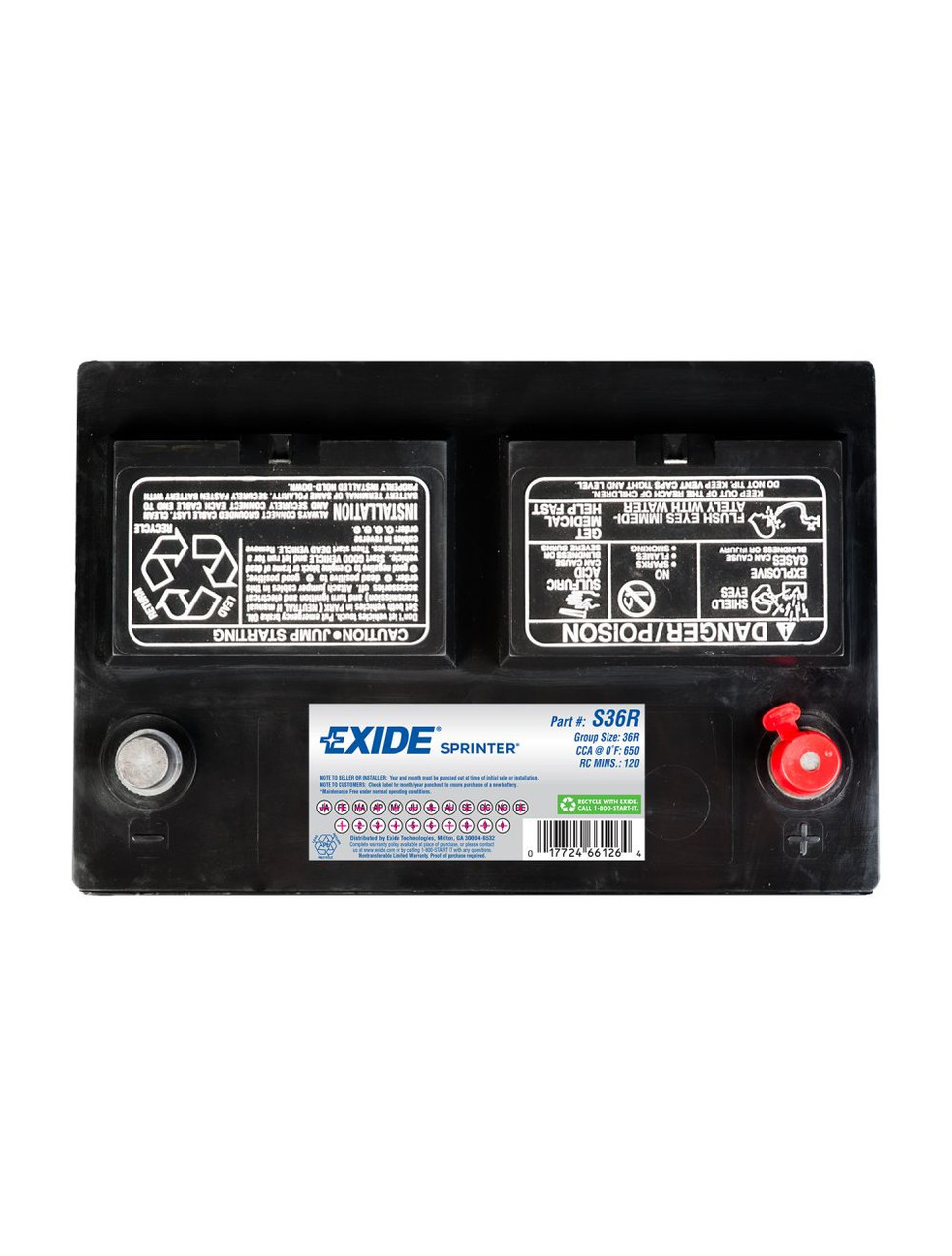 EXIDE S36R-EX Battery - 650 CCA