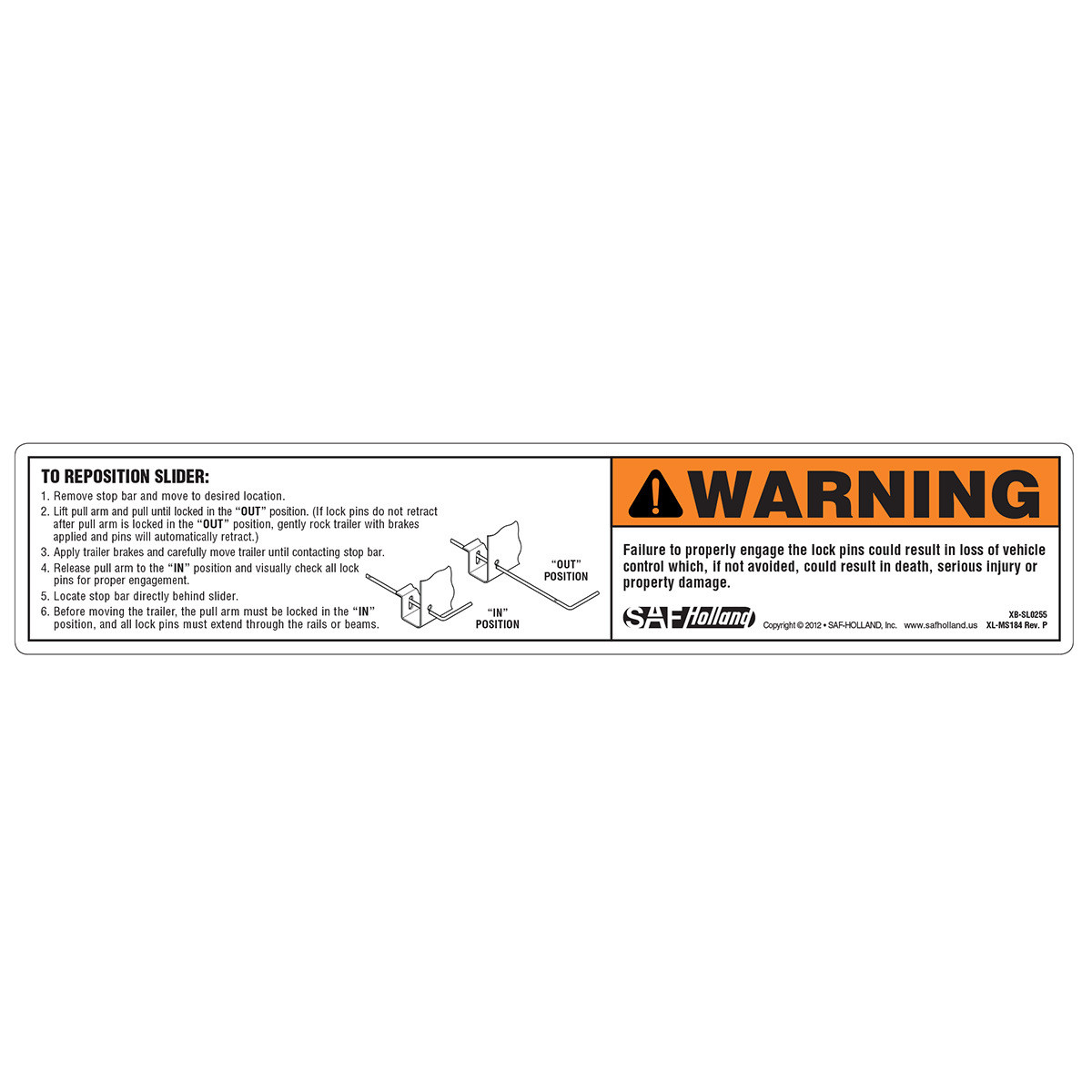 SAF HOLLAND XL-MS184 Label