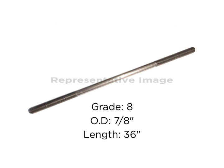 T8-7/8X36 GR8 THREADED U-BOLT ROD - 7/8" X 36" - Sadler Power Train Inc