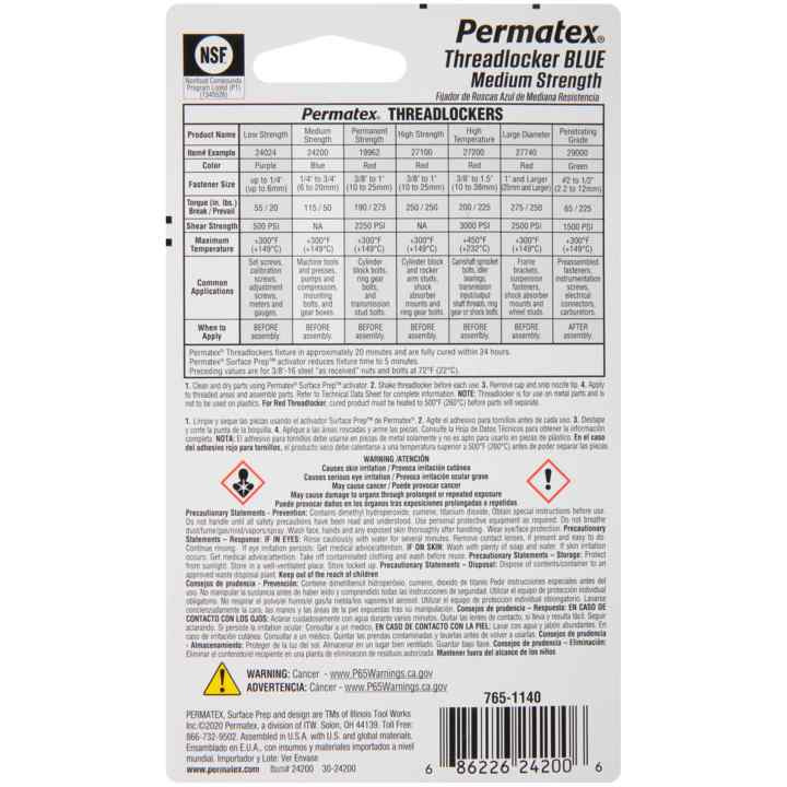 PERMATEX 24200 Threadlocker: Strong Hold