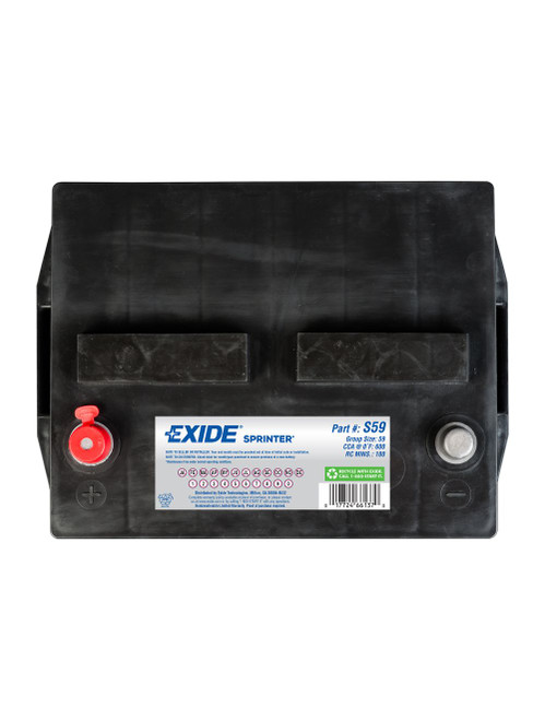 EXIDE S59-EX Battery: 600 CCA, 24-Month Warranty