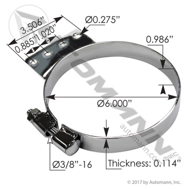 562.U5961BKC KW KENWORTH STACK MOUNTING BRACKET 6" CHROME - Sadler ...