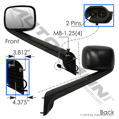 563.46091 FREIGHTLINER MIRROR ASSEMBLY LH HOOD MOUNT - Sadler Power ...