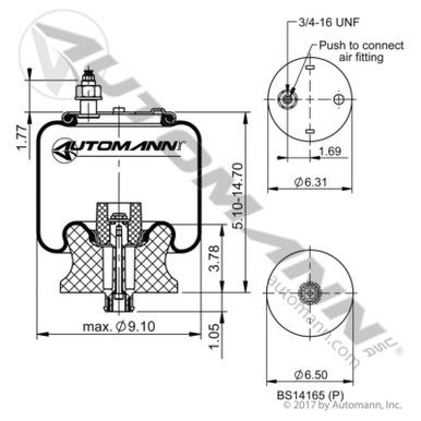 AB1DK10A-9912 HENDRICKSON AIR SPRING CONTI - Sadler Power Train Inc