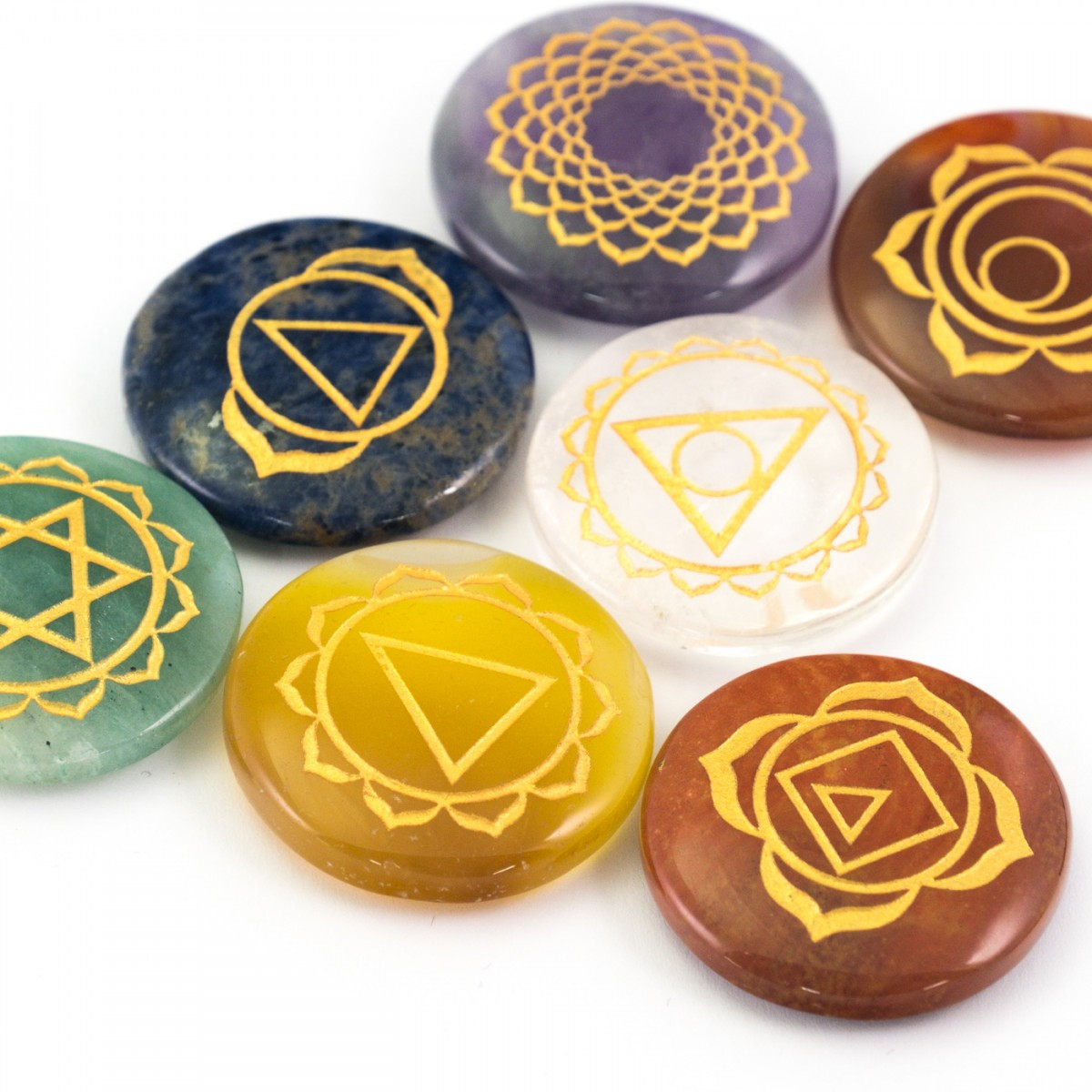 Chakra Tumblestone Set in a Clear Plastic Pouch - Crystal Chakra Sets