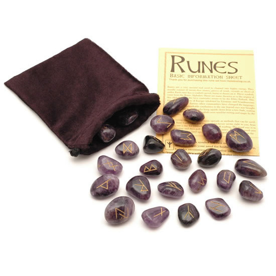 Amethyst Crystal Rune Stone Set | Holisticshop.co.uk