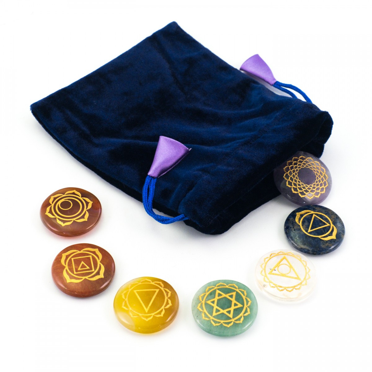 Chakra Tumblestone Set in a Clear Plastic Pouch - Crystal Chakra Sets