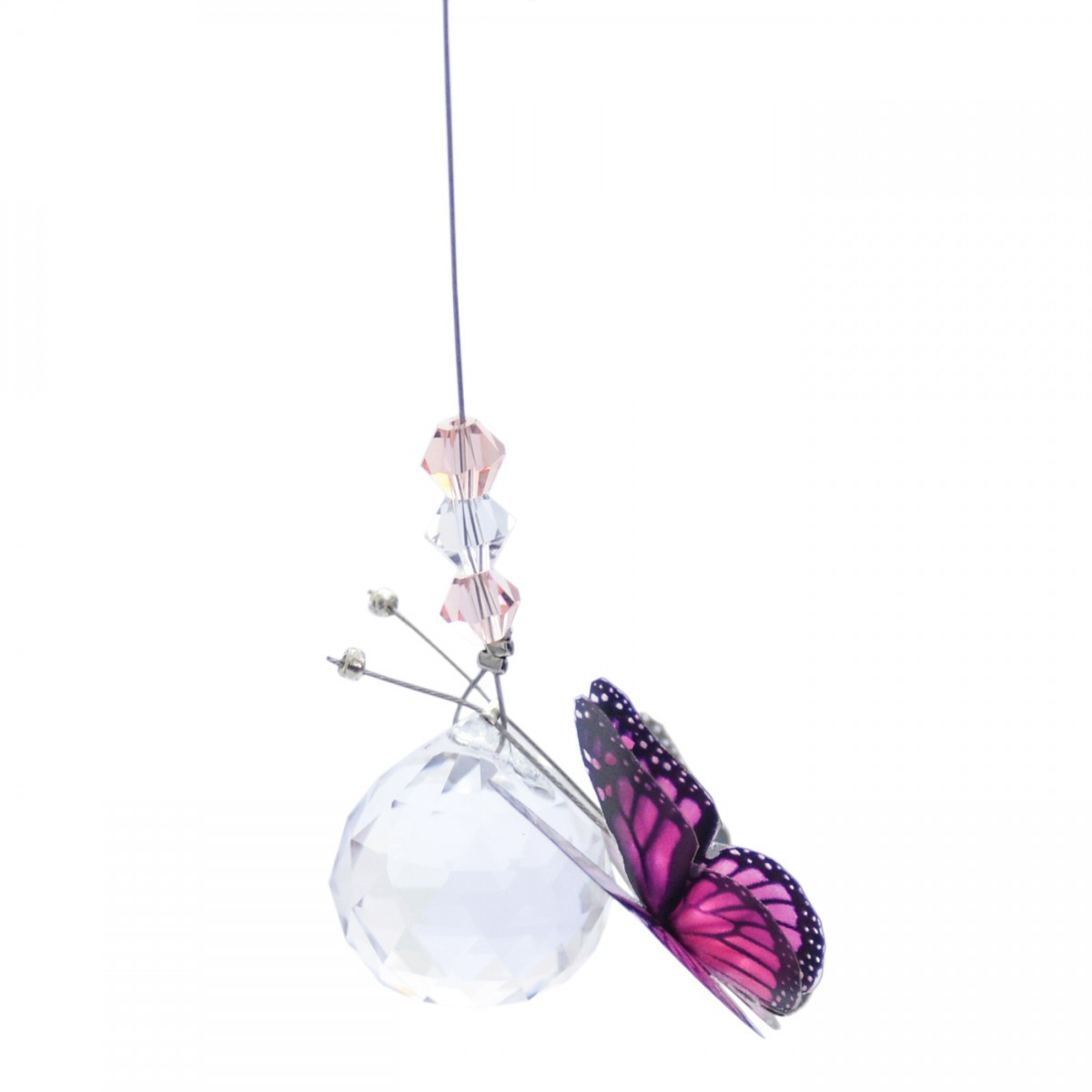 Crystal Ball Pink Butterfly Suncatcher | Holisticshop.co.uk