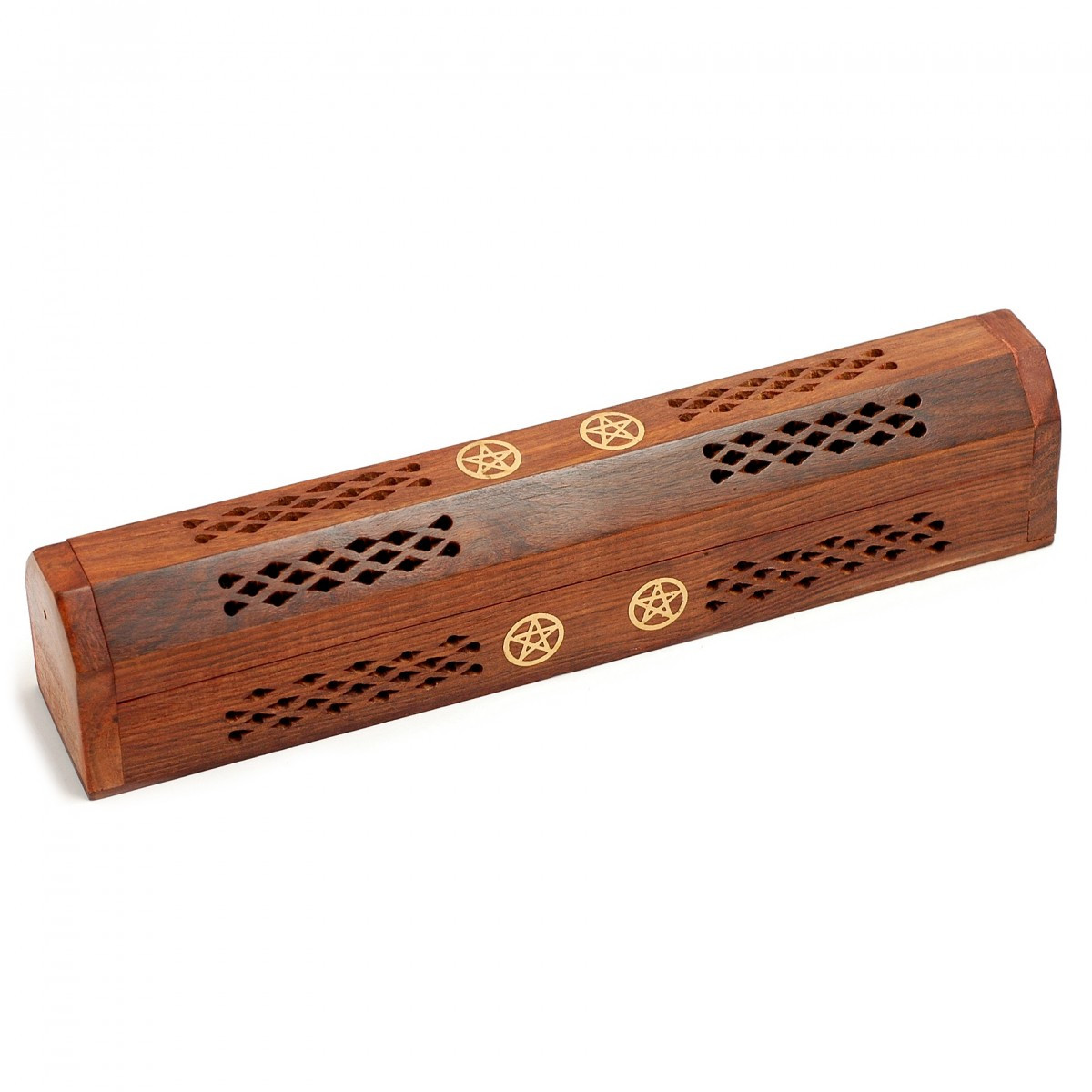 Brass Floral Wooden Incense Box | Holisticshop.co.uk
