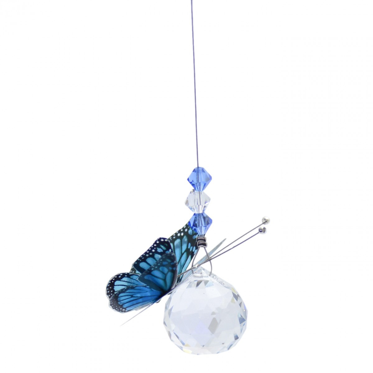 Lead Crystal Ball Butterfly - Pink - Crystal Suncatchers