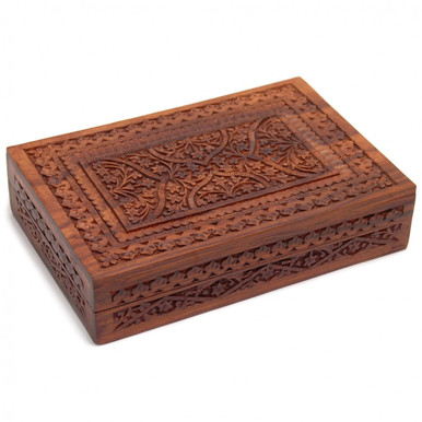 Ornate Wooden Large Carved Tarot Storage Box | Holisticshop