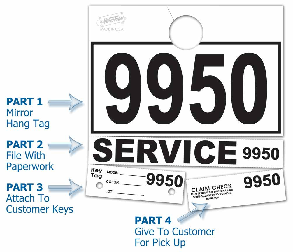Service Department Dispatch Hang Tags | Car Dealers