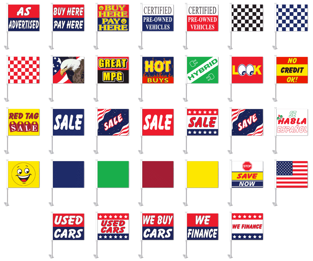 Clip-On Car Window Flags | Car Dealer Supplies