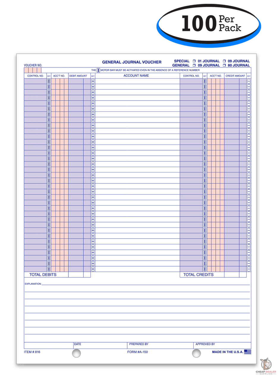 General Journal Vouchers | VIM ERA Forms | Car Dealers