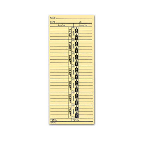 Standard Time Card | Auto Dealer Forms | Cheap Dealer Supplies