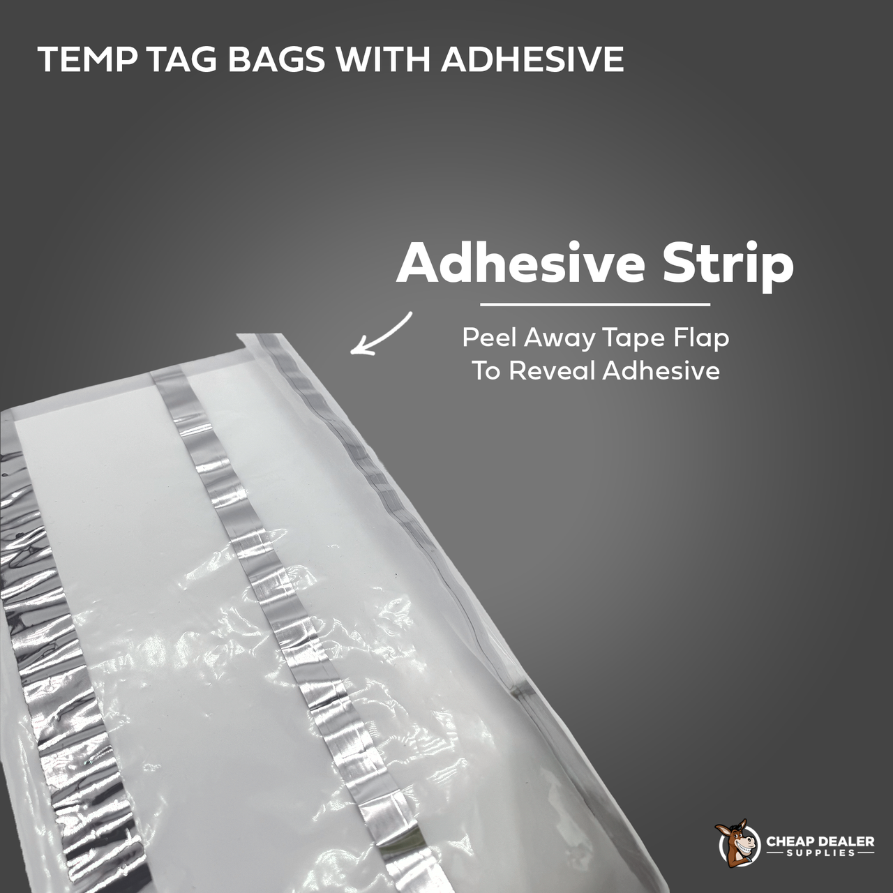 License Plate Temporary Tag Plastic Bags with Adhesive