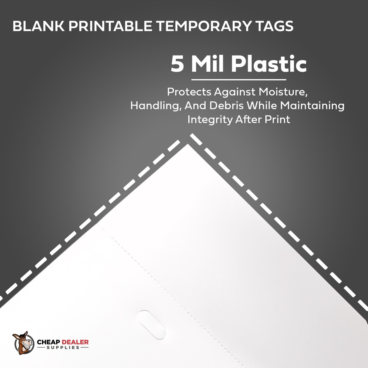 Blank Printable Tear Resistant Dealer Temporary Tags