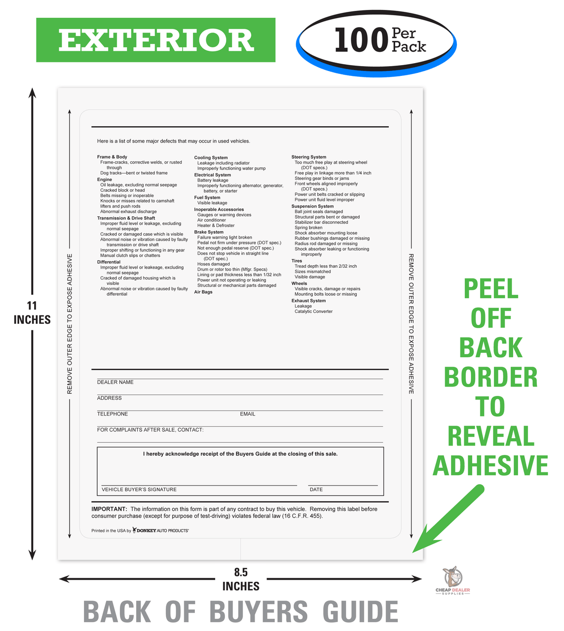Exterior Car Buyers Guide | Implied Warranty With Lines