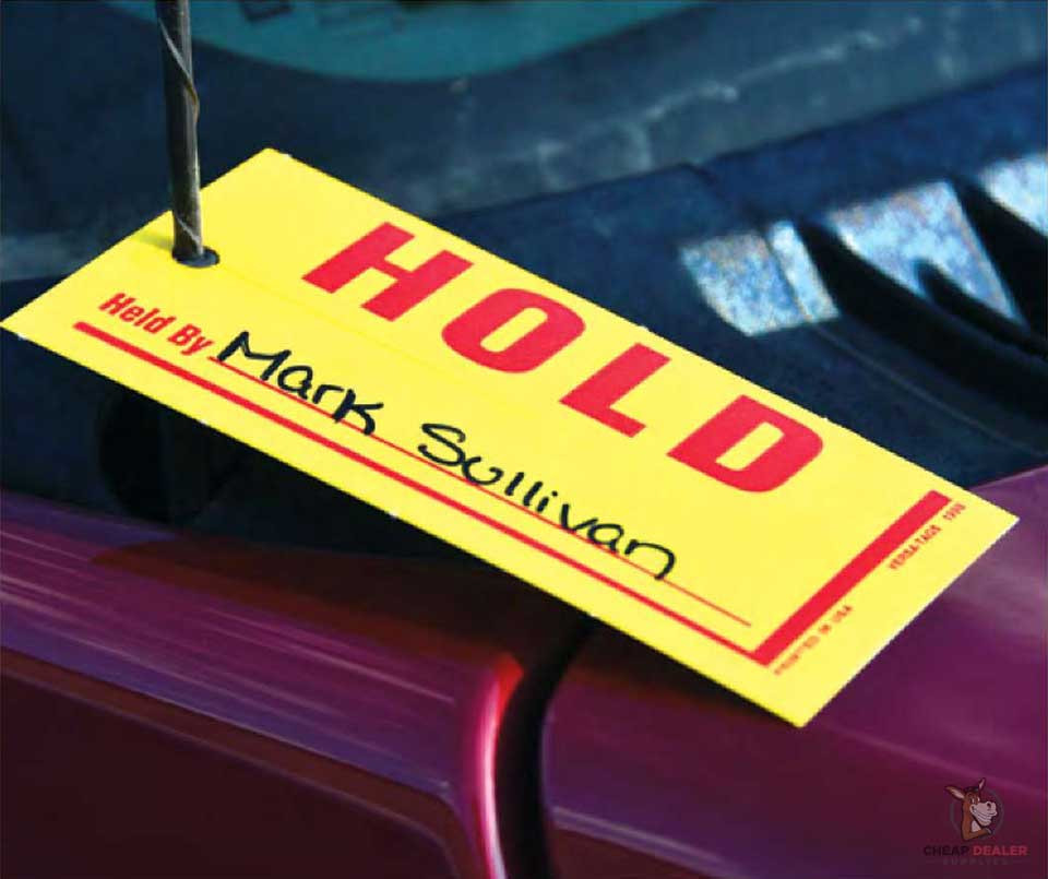 4.75 Inch Red and Yellow Mini Sold / Hold Tags