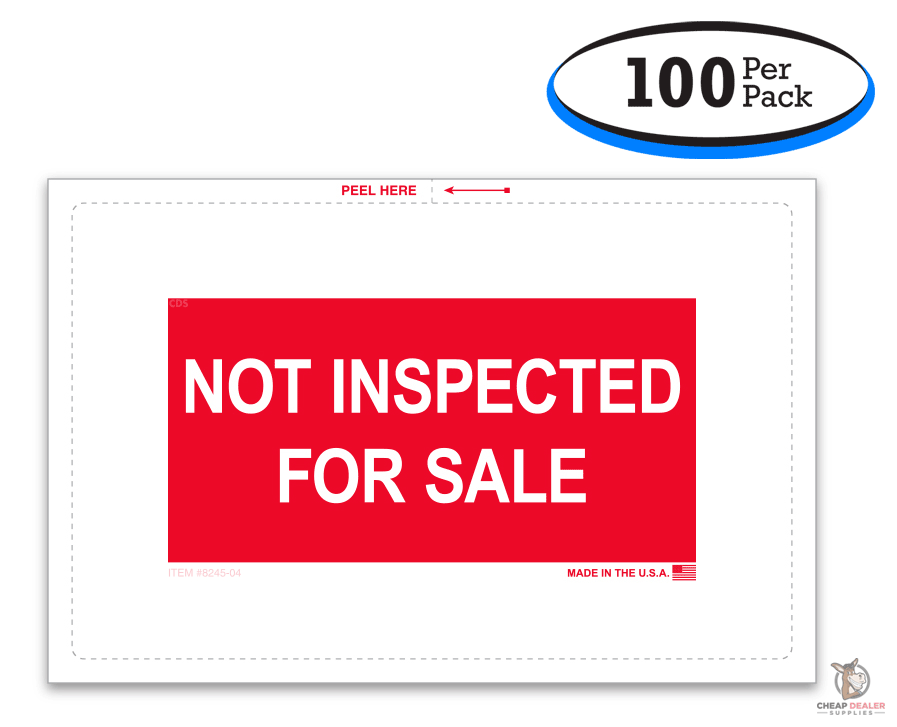 Not Inspected For Sale Stickers | Compliance Stickers