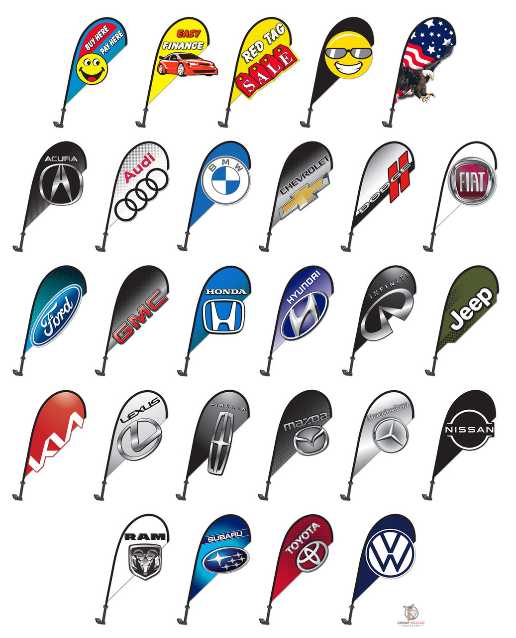 3D Clip On Paddle Flag for Car Dealers - Durable & Visible