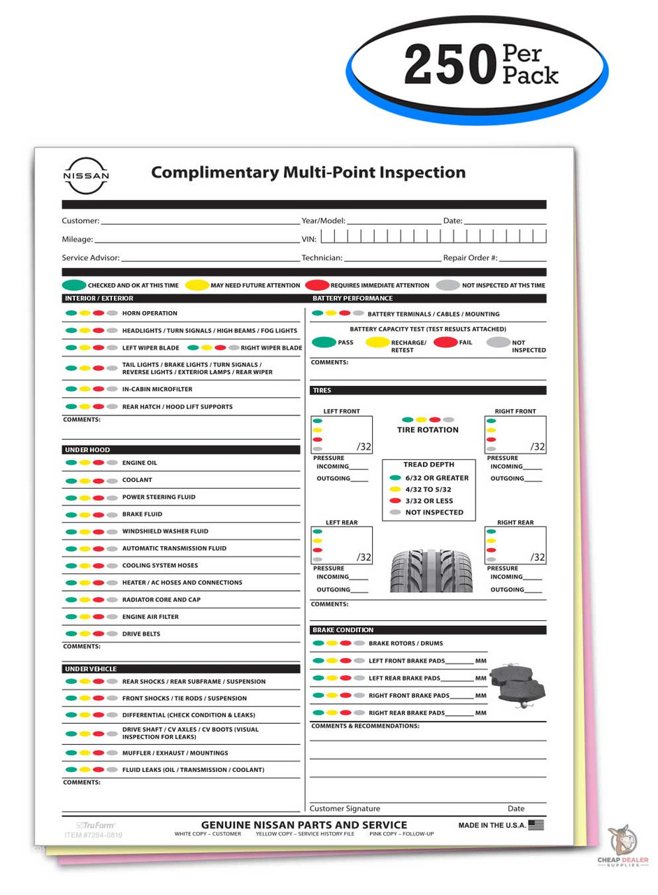 3-Part Multi-Point Inspection Form – Generic – Manufacturer