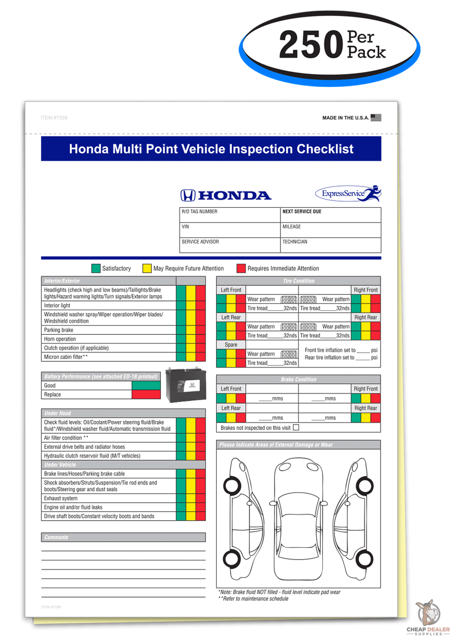 Multi-Point Inspection Forms for Dealerships - Top Quality