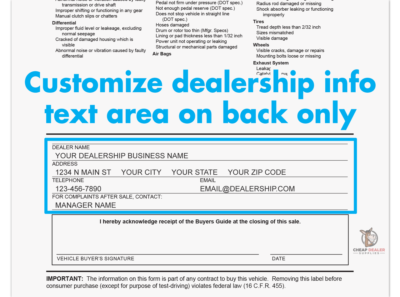 Custom Exterior Buyers Guides For Car Dealerships