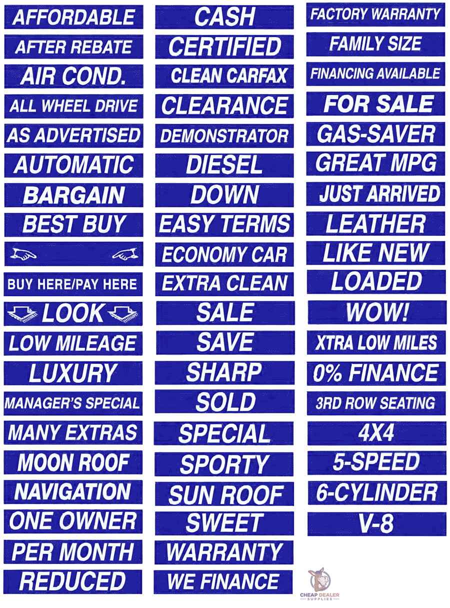 Blue & White Slogan Automotive Window Stickers – 12 Pack