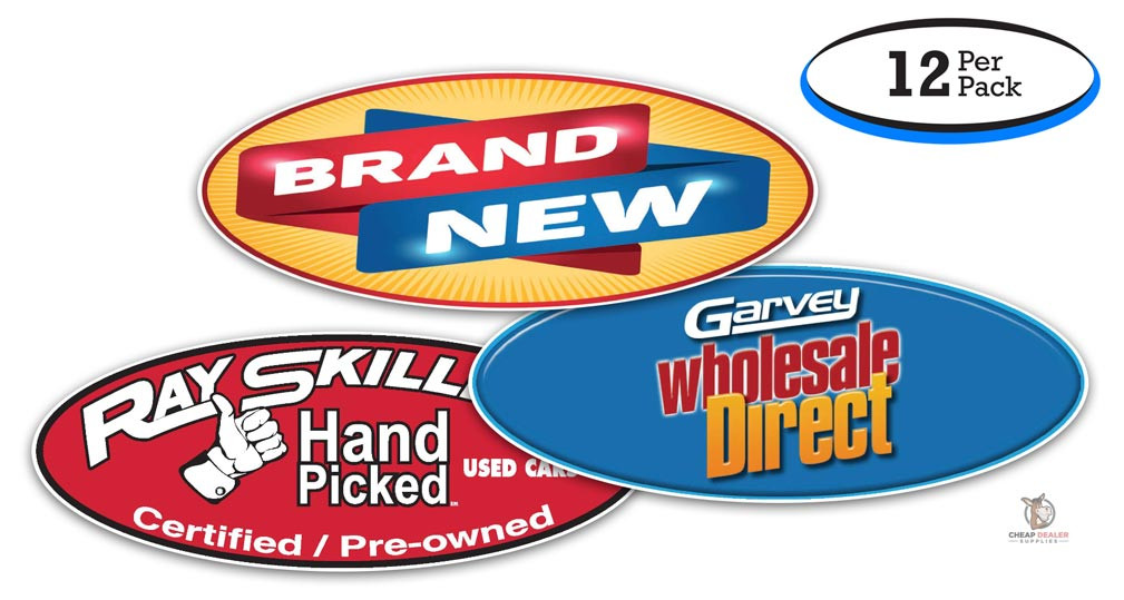 Custom Ovals - Vinyl Windshield Stickers (12 Per Pack)