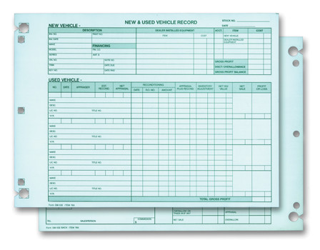 Vehicle Inventory Sheets (2-Sided) | Dealer Supplies