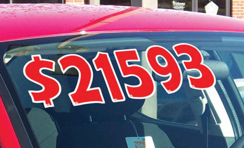 Red Cut-Out Number Window Stickers | Car Dealers