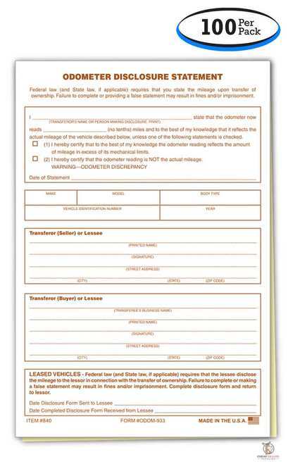 ADP Odometer Disclosure Statement | Car Dealer Forms