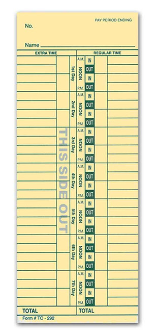 Manual Time Clock Card | Office Forms | Dealer Supplies