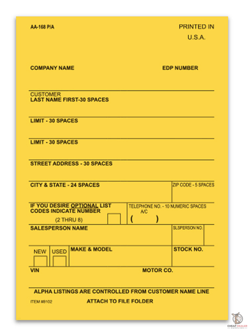Yellow Vehicle Deal Labels With Adhesive Back