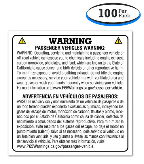 California Prop 65 Stickers | English and Spanish