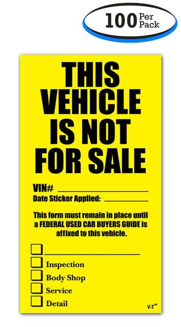 Large Yellow And Black Vehicle Not For Sale Stickers