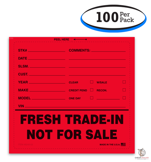 Red Fresh Trade-In Not For Sale | Compliance Stickers