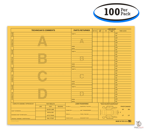 Repair Orders - 4 Option - 100 Pack | Dealer Forms