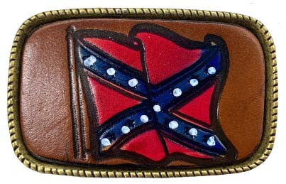 Leather Confederate Flag Belt REBEL CONFEDERATE FLAG BELT BUCKLE
