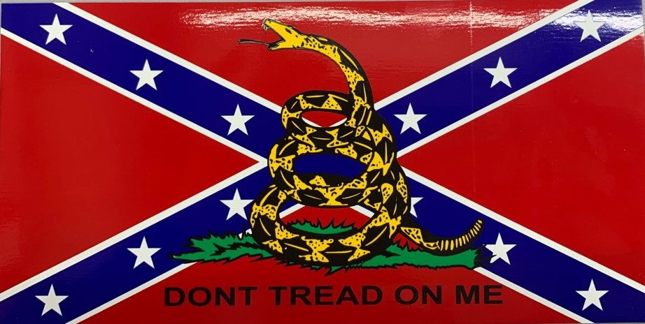 Confederate flag with gadsden snake sticker