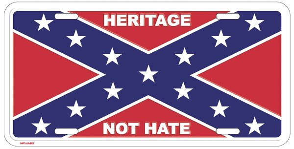 Heritage Not Hate Confederate Flag License Plate