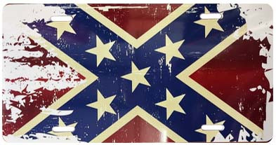 Distressed Confederate Flag License Plate *Made In USA*